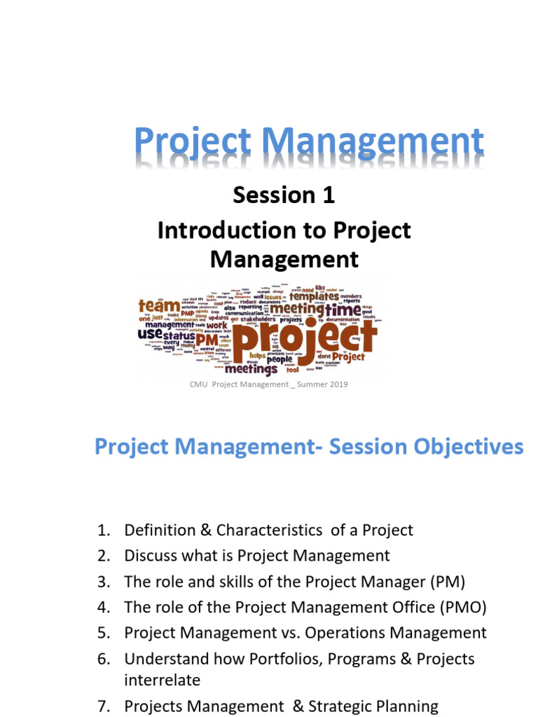 Week 1 - Introduction To Project Management - Updated - Summer 2021 ...