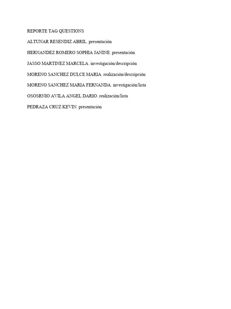 Reporte Tag Questions | PDF | Contaminación | Metano