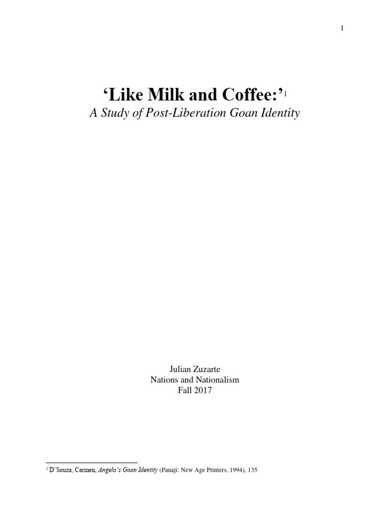 ‘Like Milk and Coffee:’ A Study of Post-Liberation Goan Identity | PDF