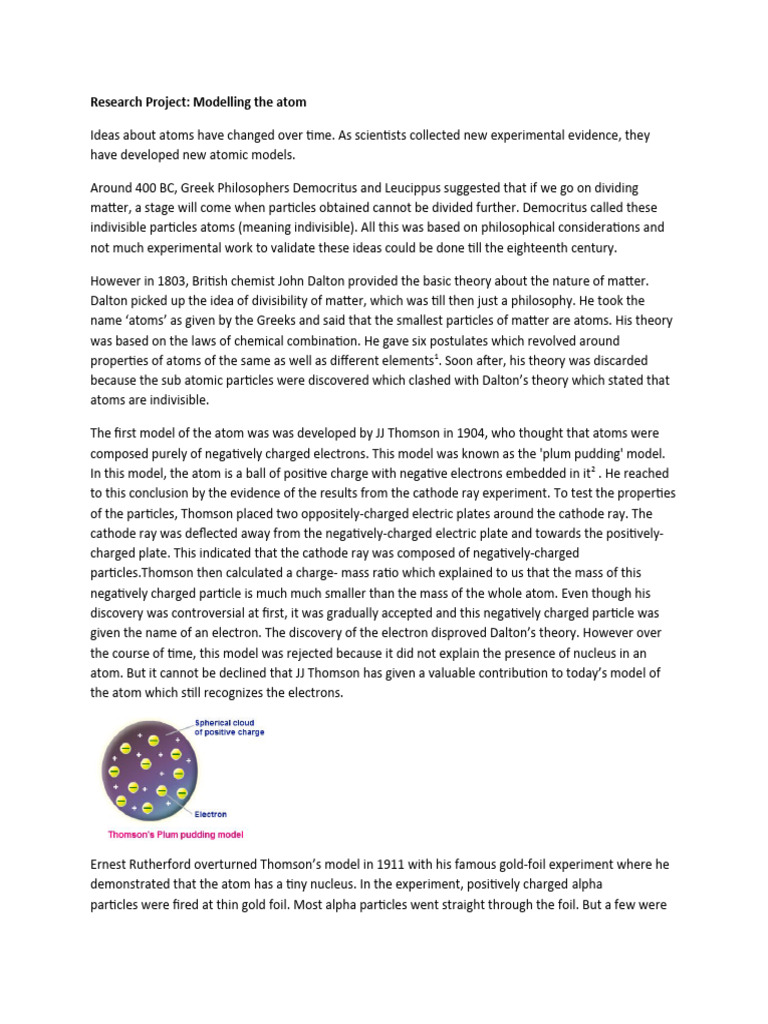 History of the atom essay | PDF | Atomic Nucleus | Atoms