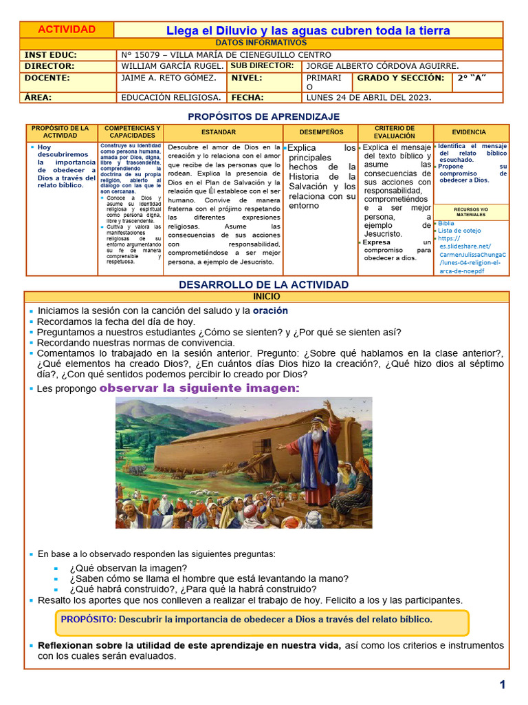 1.1. - Llega El Diluvio y Las Aguas Cubren Toda La Tierra | PDF | Dios ...