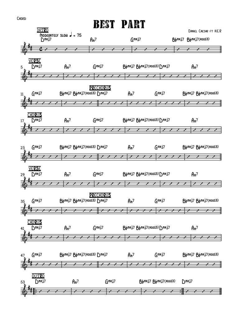 Best Part - Daniel Caesar ft H E R - Parts | PDF