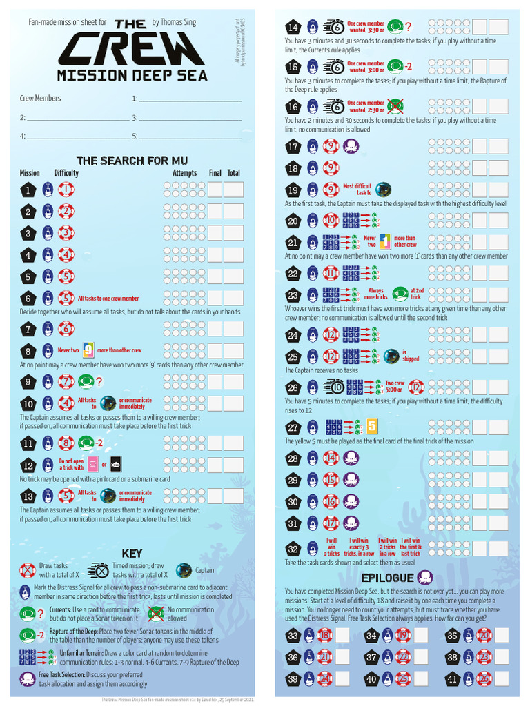 Mission Deep Sea Task Guide | PDF