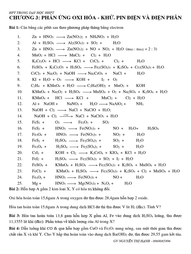 HH351 - CHUONG 3 - Bai Tap Oxi Hoa Khu - 1 | PDF