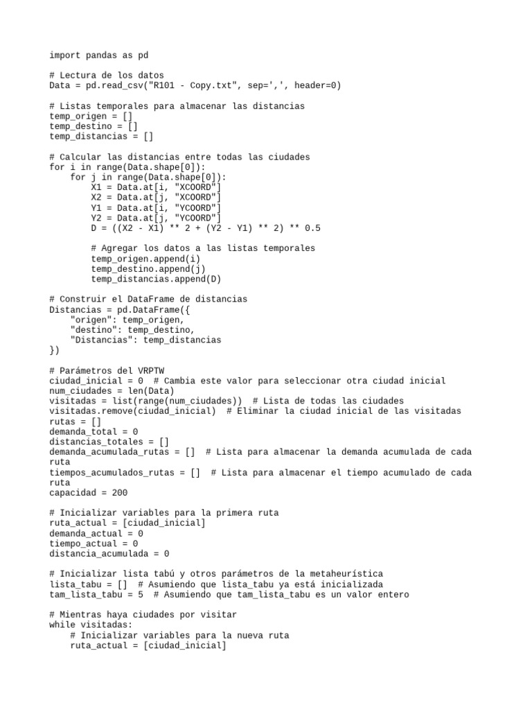 Cálculo de Rutas VRPTW con Python | PDF | Programación de computadoras | Informática