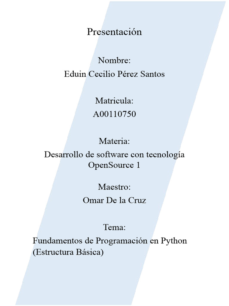 Fundamentos de Programación en Python (Estructura Básica) | PDF | Python (lenguaje de ...