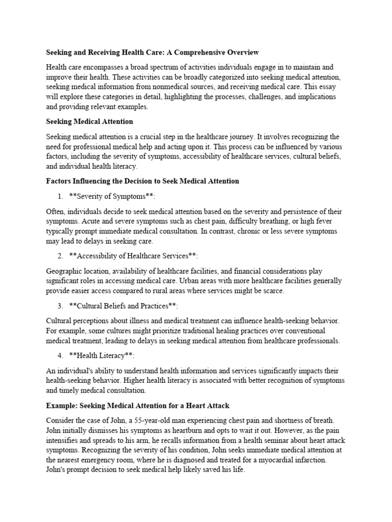 Seeking and Receiving Health Care | PDF | Medical Diagnosis | Health Care