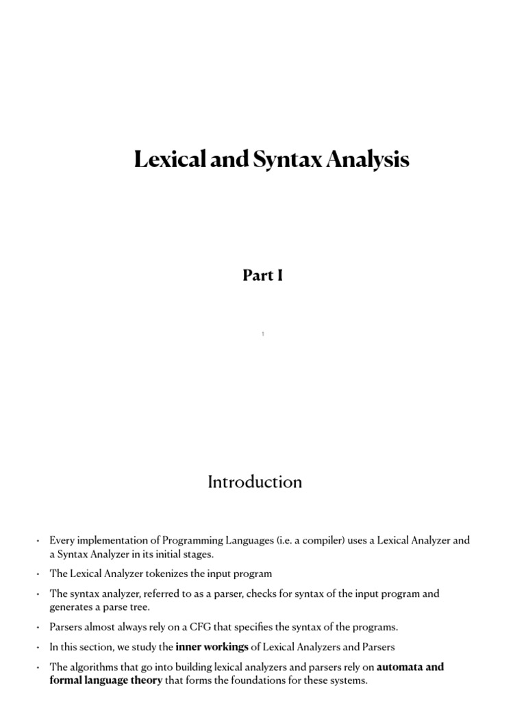 03LexicalAndSyntaxAnalysis 1 | PDF | Parsing | Language Mechanics