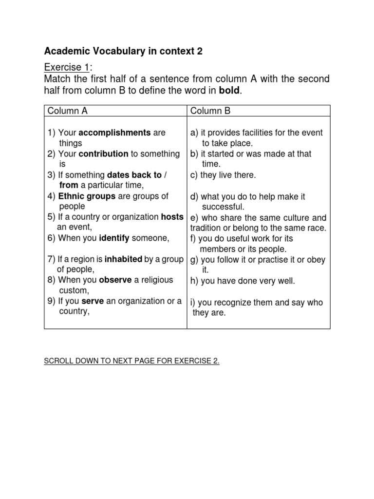 Academic Vocabulary in Context 2 | PDF | Native Americans In The United ...