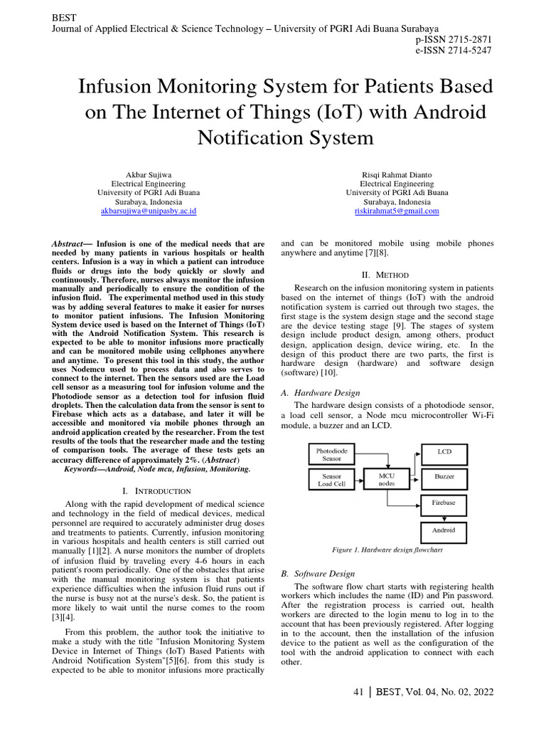 Infusion Monitoring System for Patients Based on The Internet of Things with Android ...