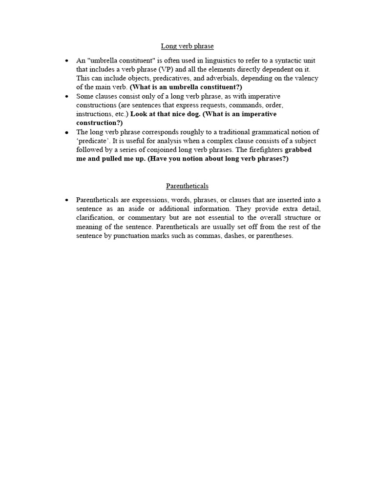 Understanding Long Verb Phrases | PDF | Foreign Language Studies