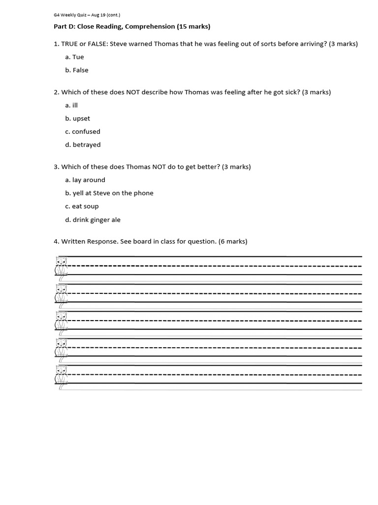 G4T102 Weekly Quiz RDG Comp | PDF | Learning | Written Communication