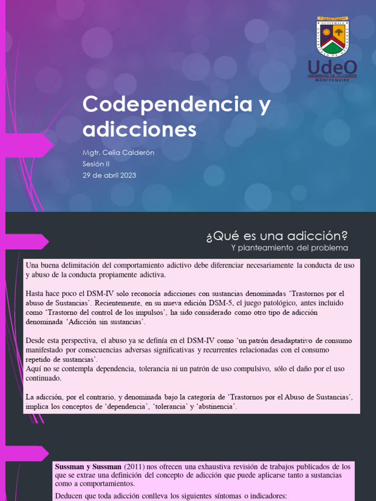 Codependencia y adicciones Sesión 2 | PDF | La dependencia de ...