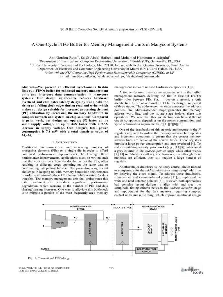 A One Cycle FIFO Buffer For Memory Management Units in Manycore Systems ...