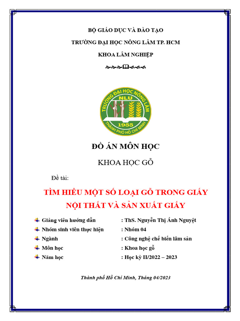 Nhóm 04-Đồ Án Khoa Học Gỗ | PDF