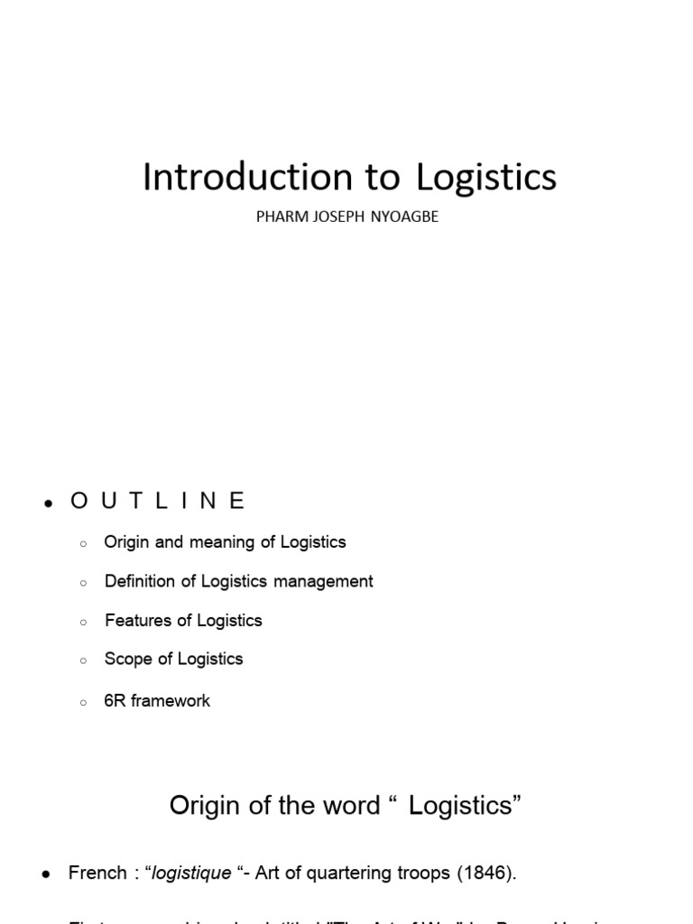 Intro To Logistics | PDF | Logistics | Product (Business)