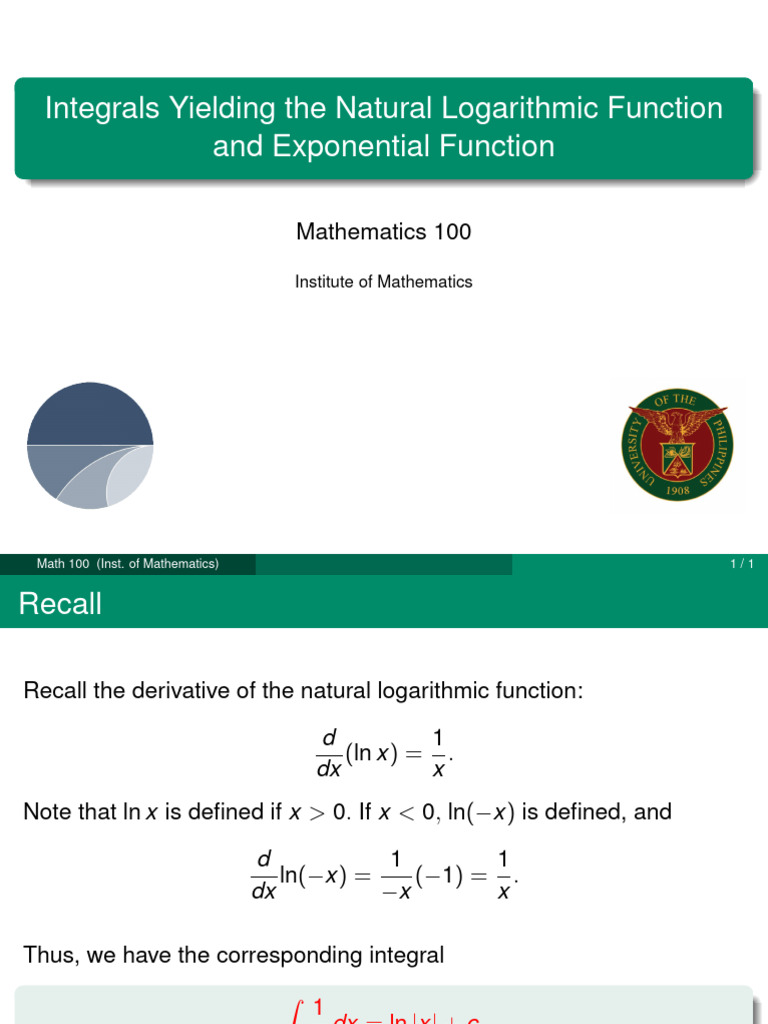 L22 Integrals Involving LN | PDF | Mathematical Concepts | Mathematical ...