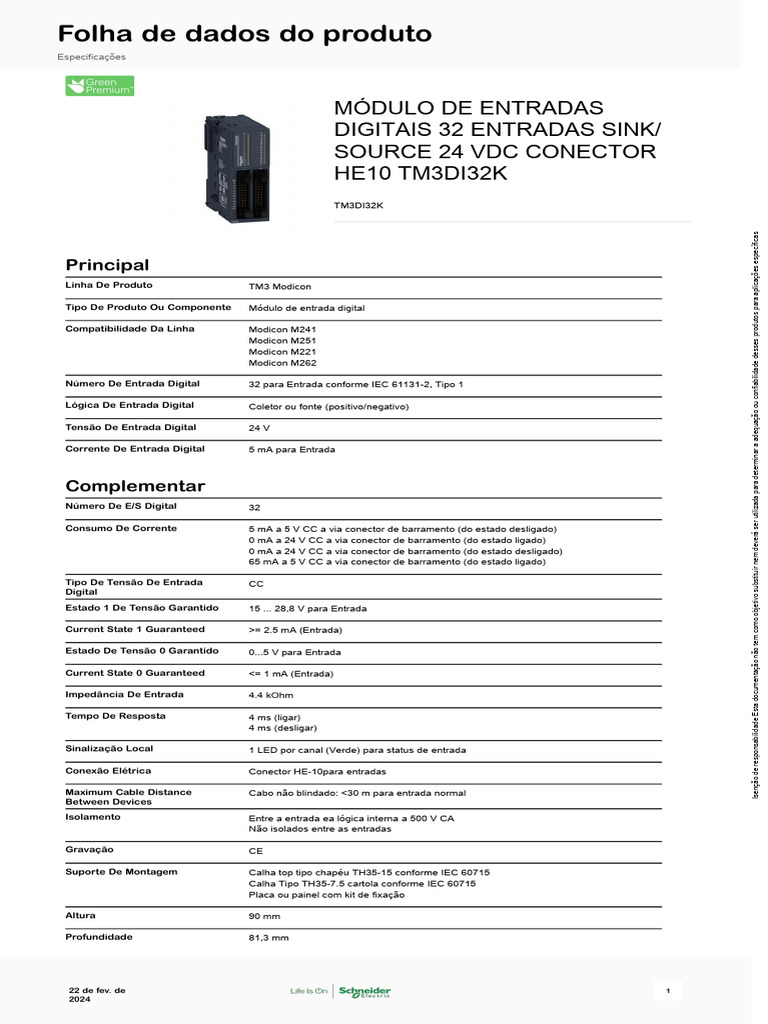 Schneider Electric - Modicon-TM3 - TM3DI32K | PDF | Ciência da ...