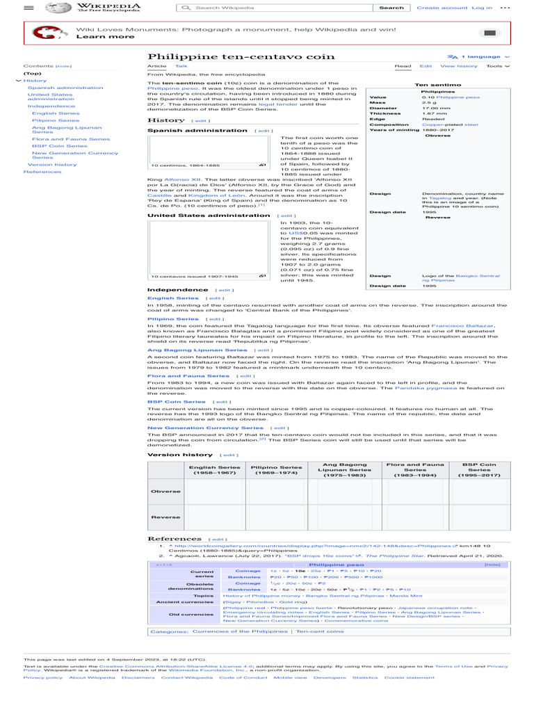 Philippine Ten-Centavo Coin - Wikipedia | PDF | Numismatics | Foreign ...