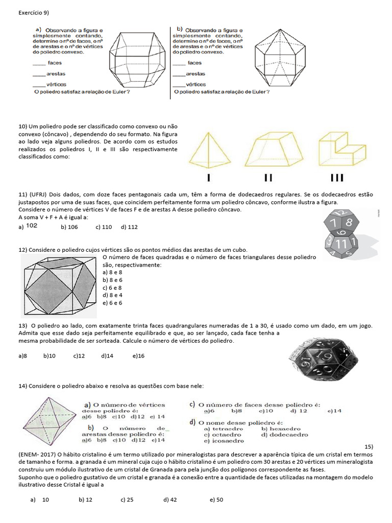 exercícios POLIEDROS | PDF