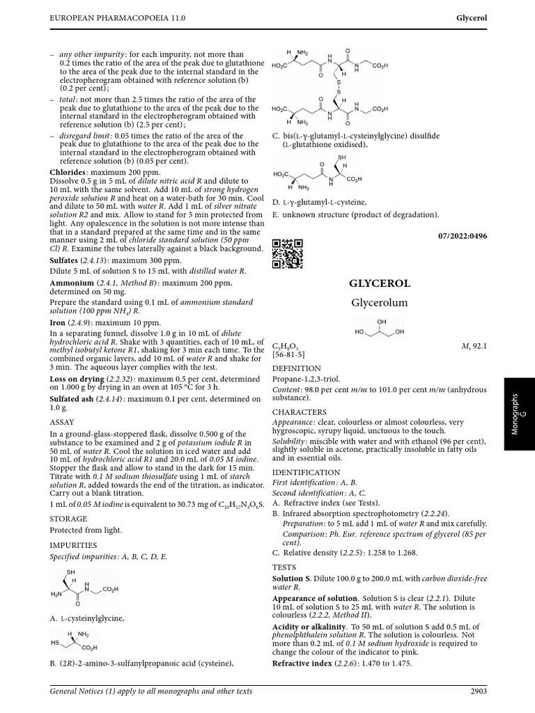 Glycerol | PDF | Solubility | Water