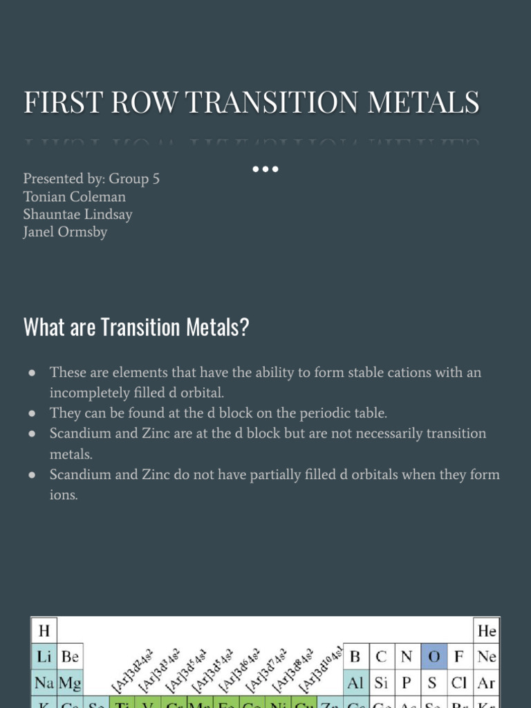 First Row Transition Metal Presentation (1) | Download Free PDF ...