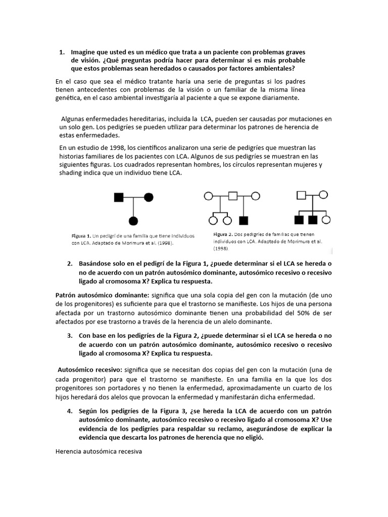 Herencia de LCA y tipos de herencia | PDF | Dominancia (Genética ...