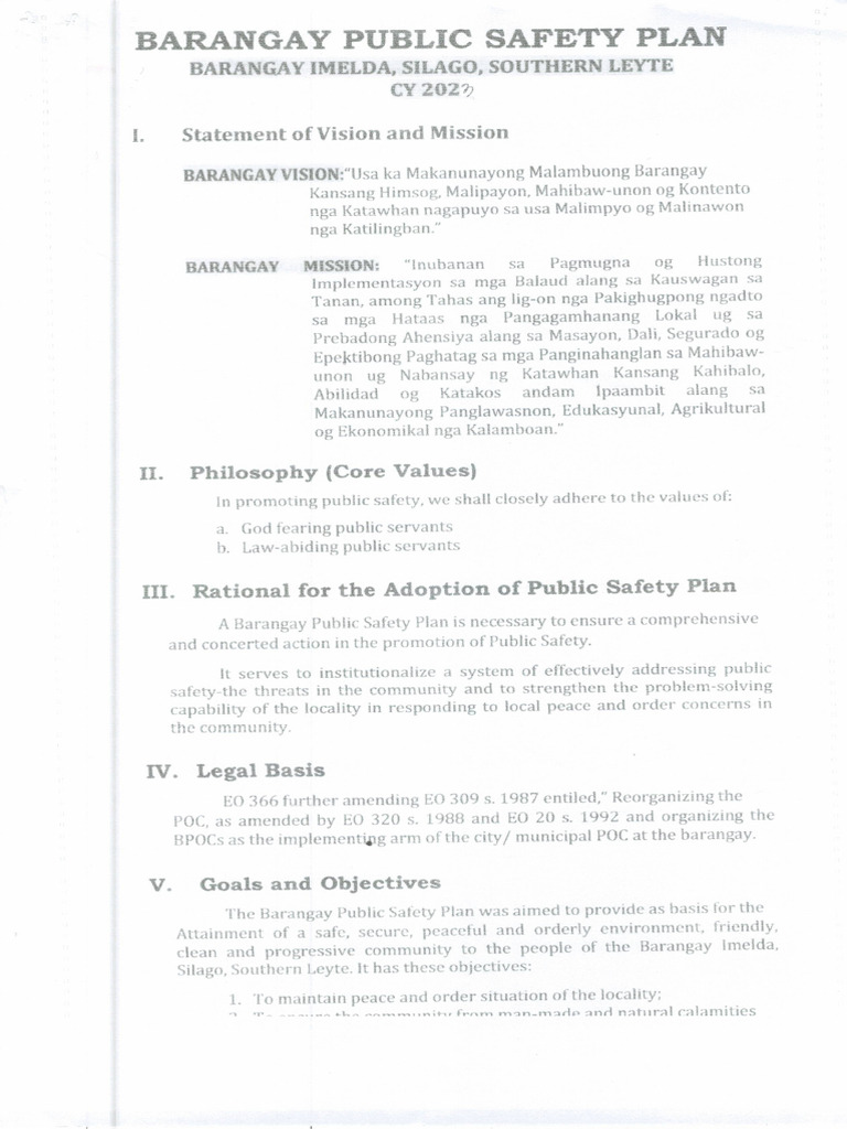 Barangay Public Safety Plan | PDF