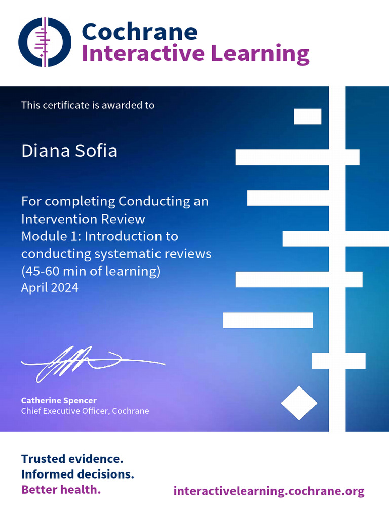 Certificate Module 1 Introduction Conducting Systematic Reviews (1) | PDF Certificate Module 1 Introduction Conducting Systematic Reviews (1) | PDF
