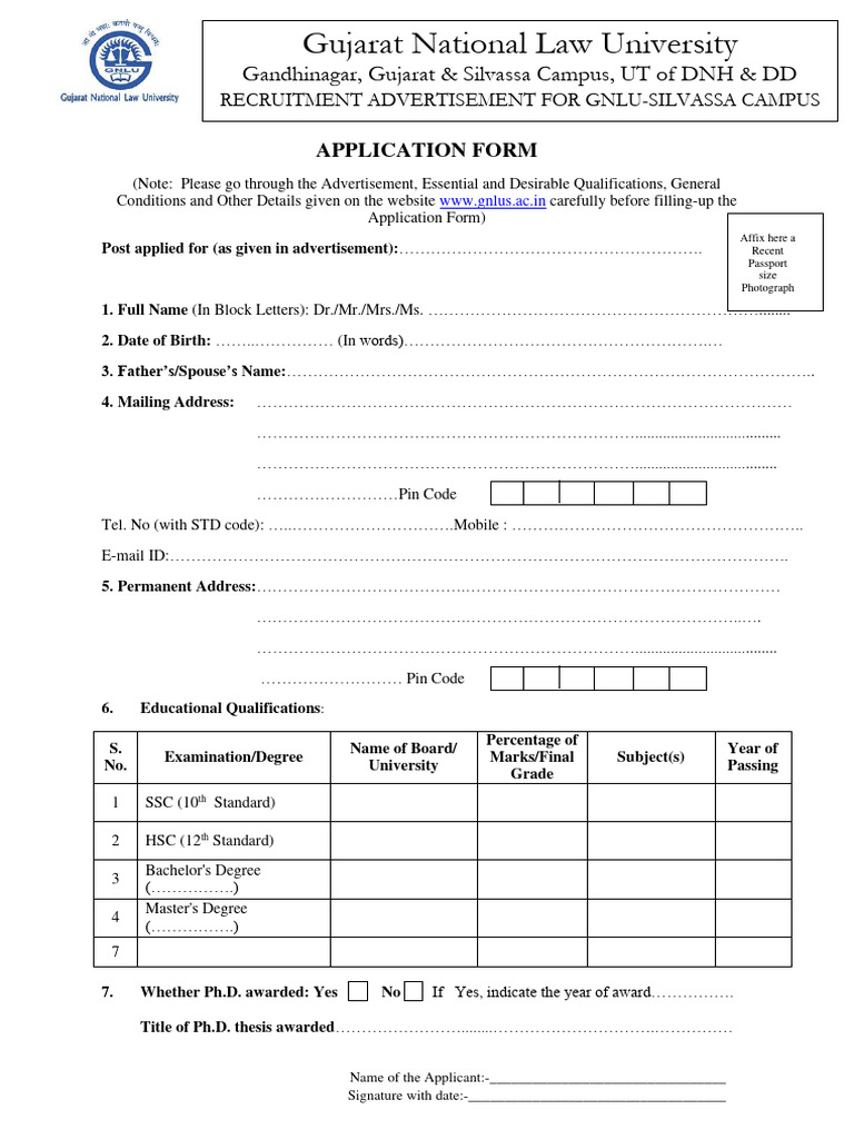Gnlu Sacfp 0012024 Tra Application Form 1620051 | PDF