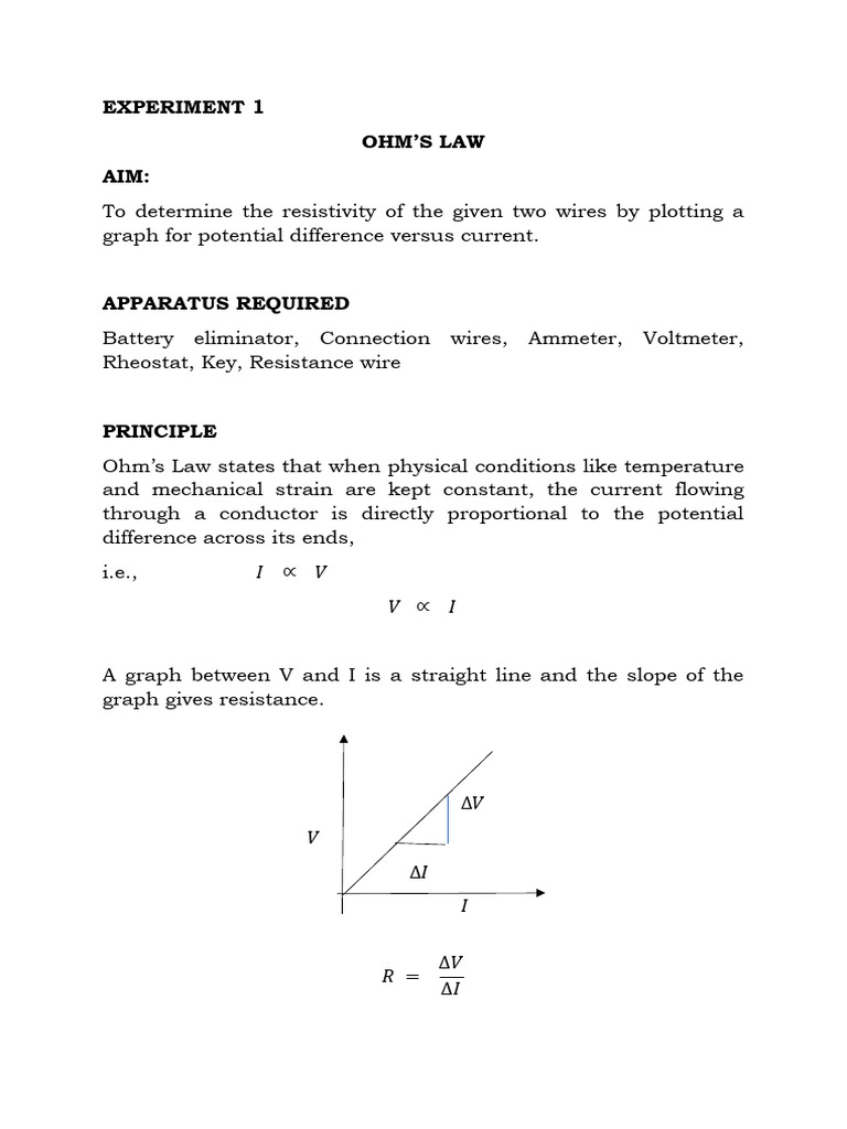 1-Ohm's Law | PDF | Electrical Resistance And Conductance | Electrical ...