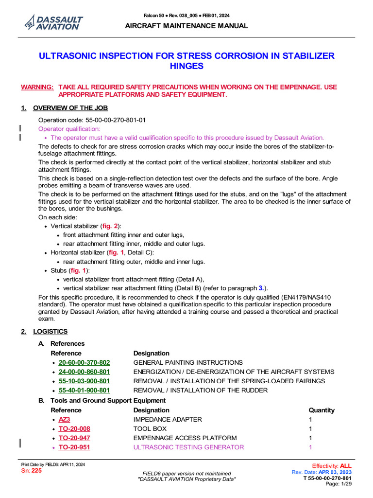 T 55-00-00-270-801-Ultrasonic Inspection For Stress Corrosion in Stab | PDF | Ultrasound ...