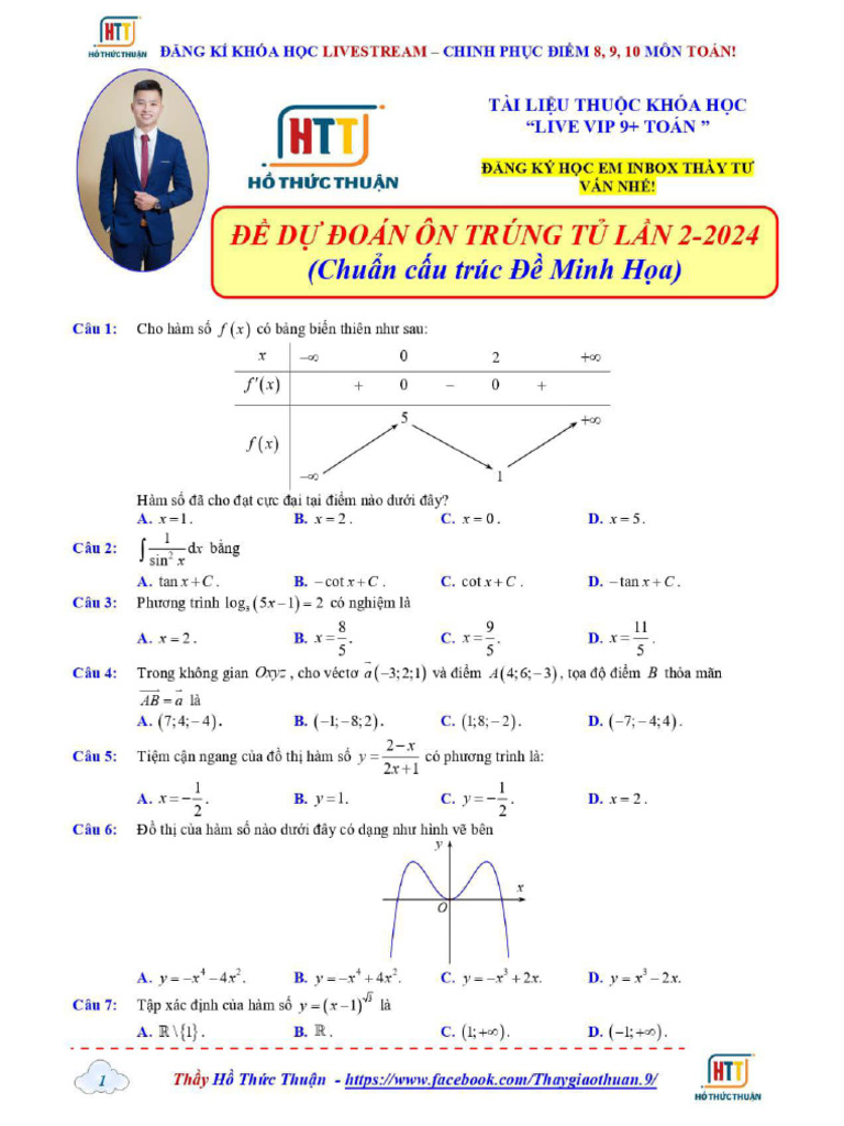 ĐỀ minh hoạ lần 1 HHT | PDF