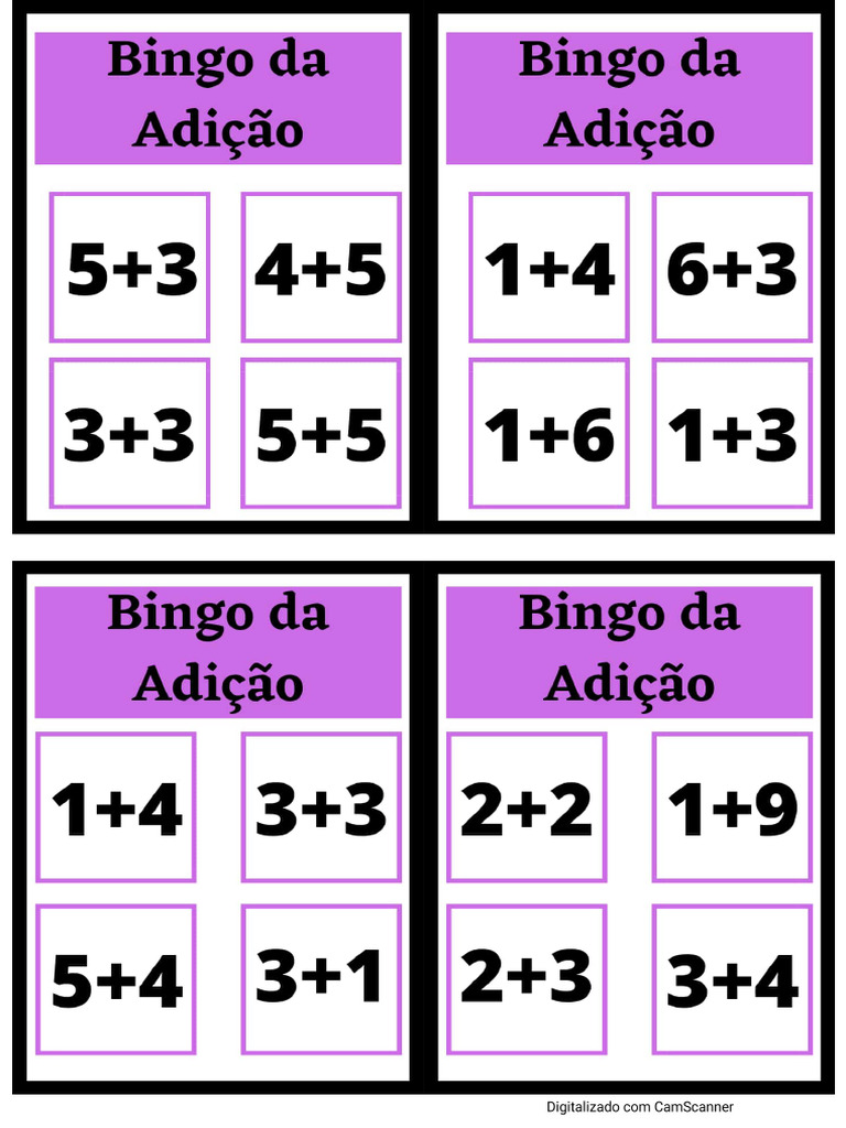 Bingo Da Adição | PDF