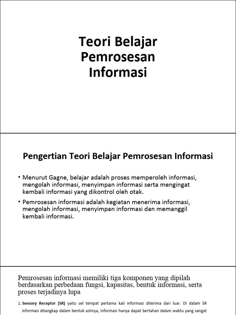 Teori Belajar Pemrosesan Informasi | PDF