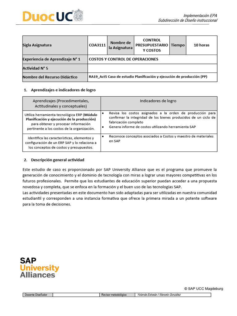RA18 - Act5 Caso de Estudio - Planificación y Ejecución de Producción (PP) | PDF | Planificación ...