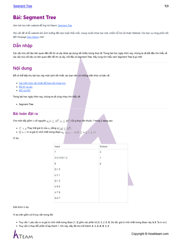 Cây phân đoạn Interval Tree cơ bản | PDF