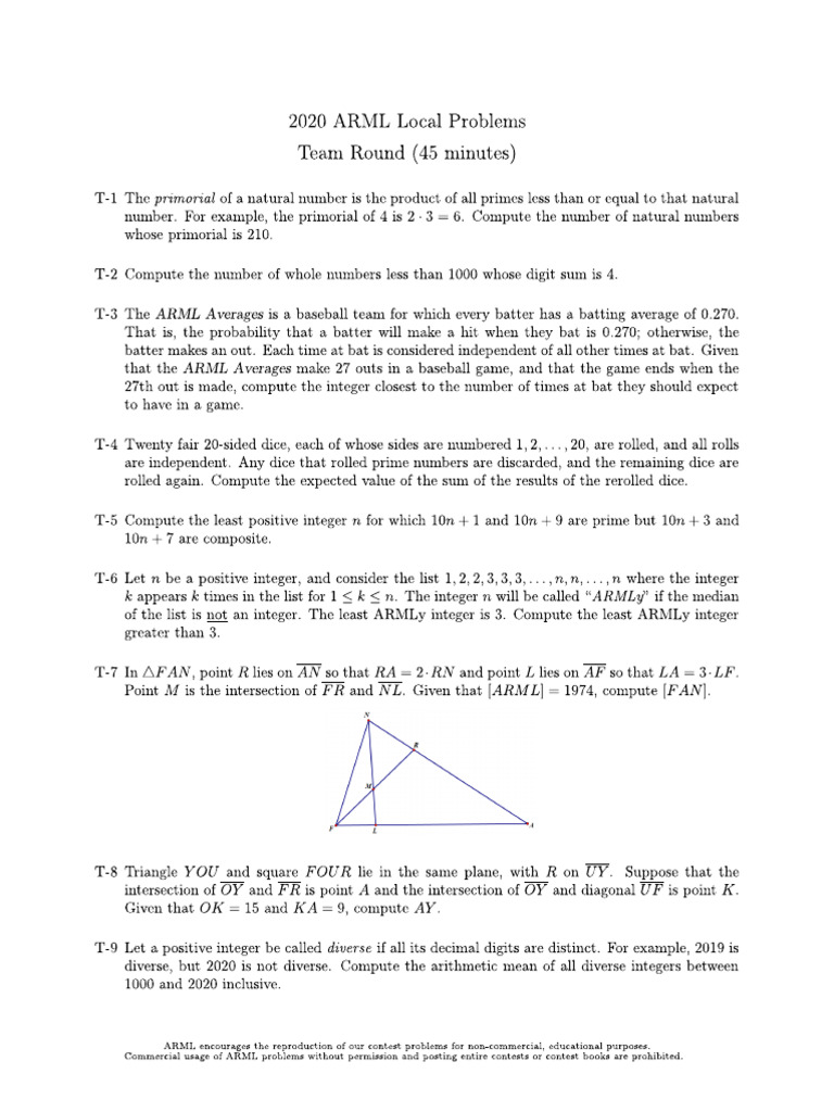 ARML Local 2020 Problems | PDF