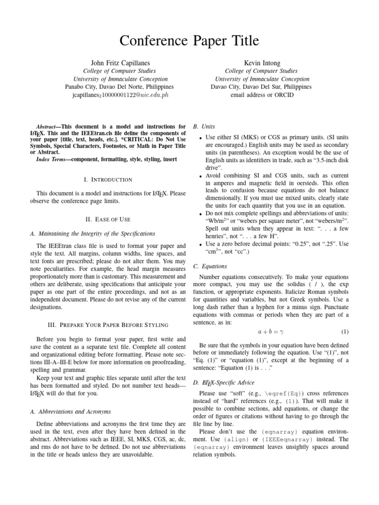 IEEE Conference Template | PDF | Bracket | Note (Typography)