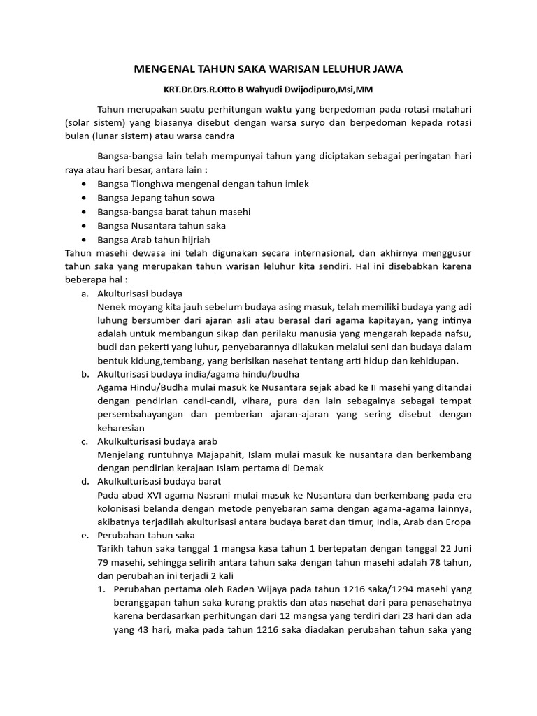 Mengenal Tahun Saka Warisan Leluhur Jawa | PDF | Agama & Spiritualitas