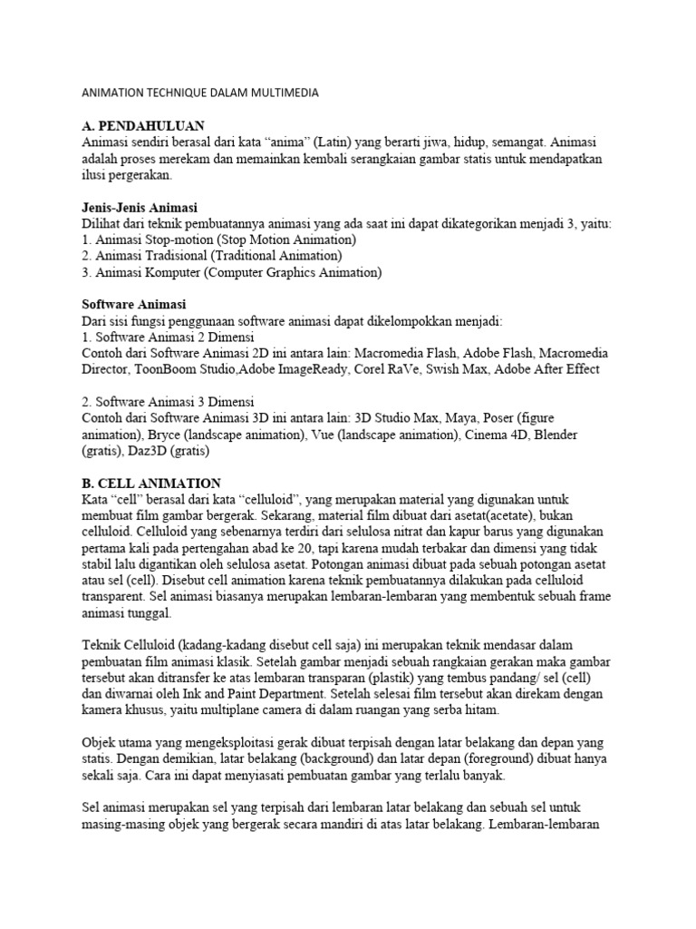 Animation Technique Dalam Multimedia | PDF