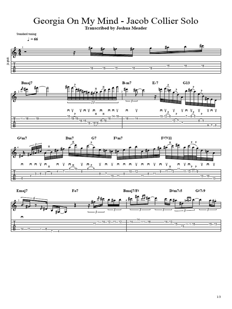 Georgia On My Mind Transcription | PDF