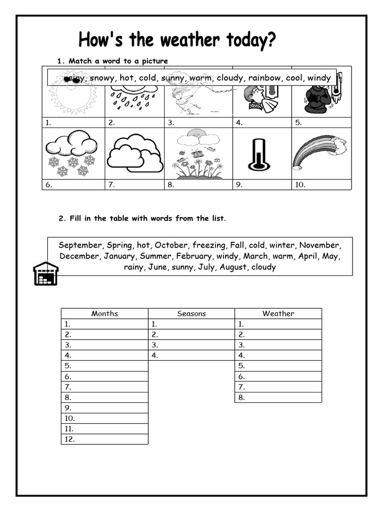 Hows The Weather Worksheet Templates Layouts 96247 | PDF