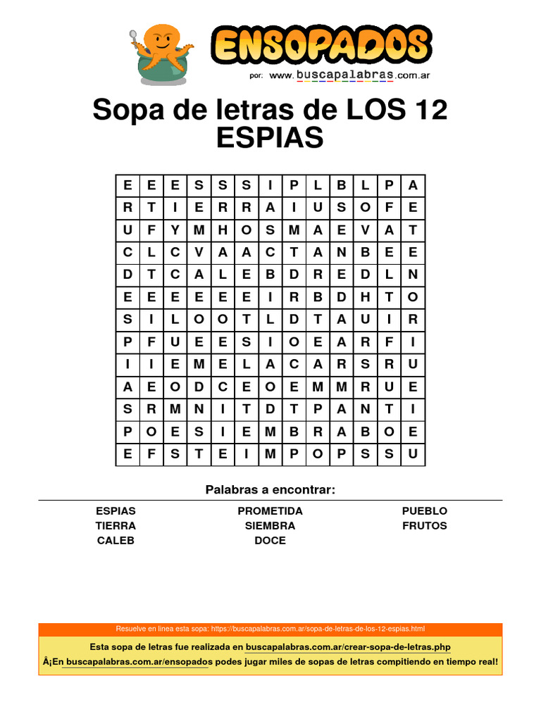 Sopa de Letras de Los 12 Espias | PDF