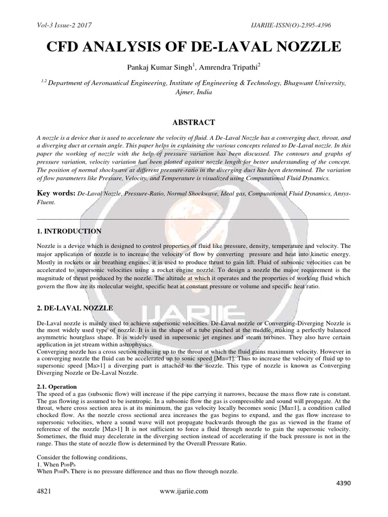 CFD ANALYSIS OF DE LAVAL NOZZLE Ijariie4821 | PDF | Shock Wave | Mechanical Engineering