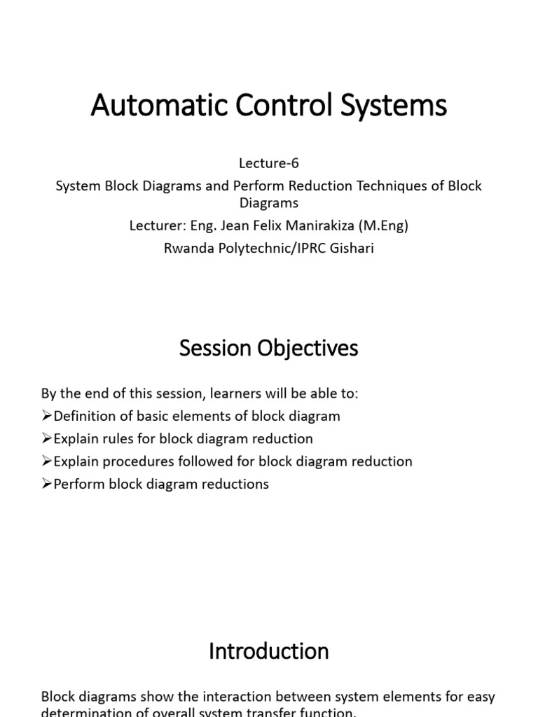 Automatic Control Systems-Lecture-6 | PDF | System | Feedback