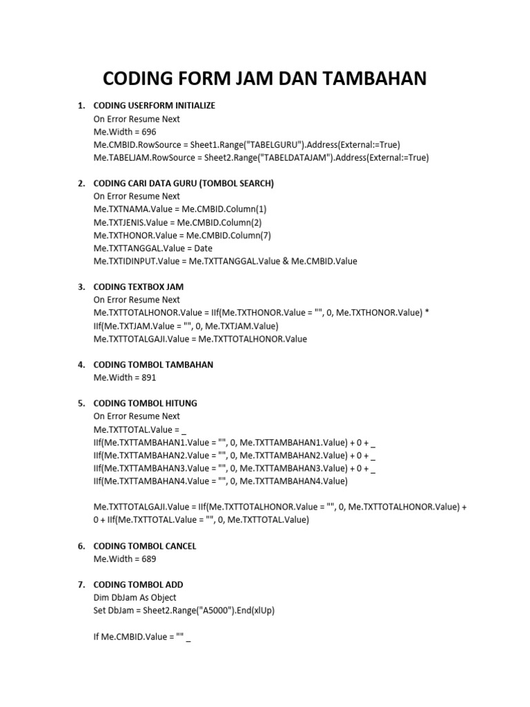 Coding Form Jam Dan Tambahan | Download Free PDF | Computing | Computer Architecture