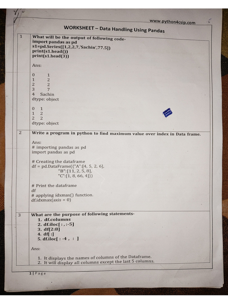 Data Frame 100 Questions | PDF