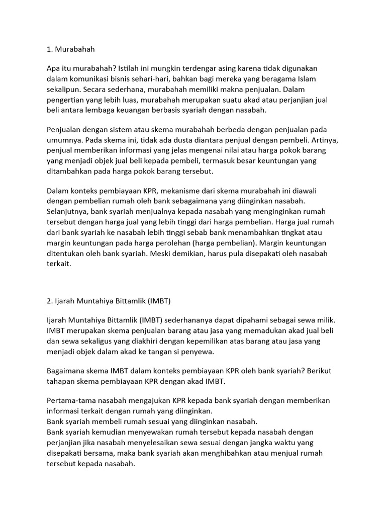 Skema Murabahah, Imbt, MMQ | PDF