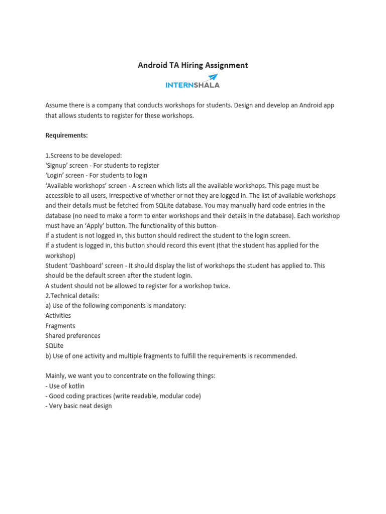Android TA - Assignment | PDF